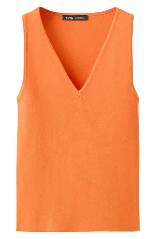 Mango V-neck Fine Knit Top - Orange