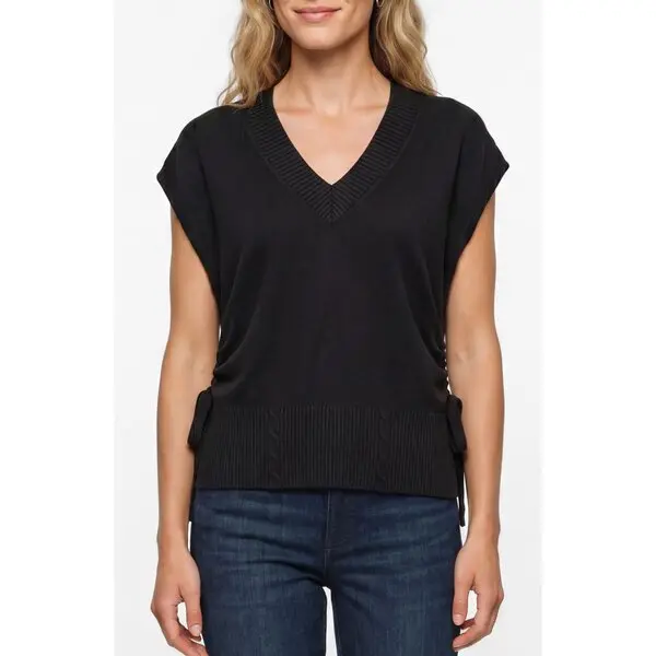 LIVERPOOL V-neck Dolman Sweater With Side Ties - Black