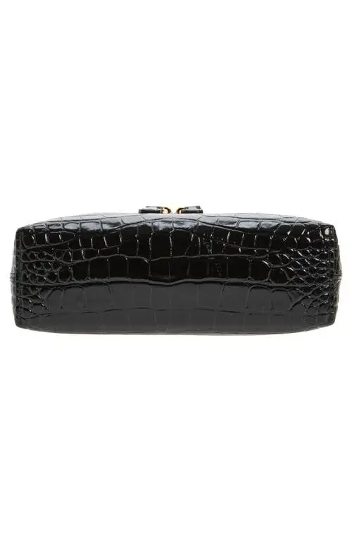 Victoria Beckham Dorian Croc Embossed Leather Vanity Case Bag - Black