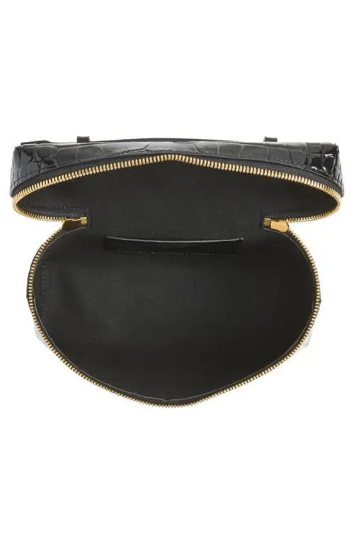 Victoria Beckham Dorian Croc Embossed Leather Vanity Case Bag - Black