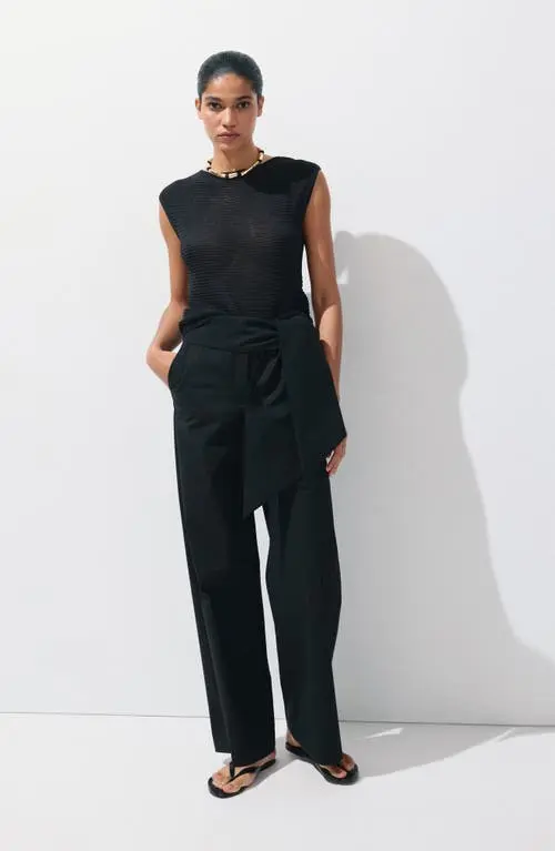 Mango Bow Straight Leg Trousers