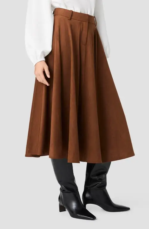 French Connection Sonja Faux Suede Flare Midi Skirt