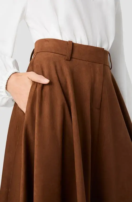French Connection Sonja Faux Suede Flare Midi Skirt