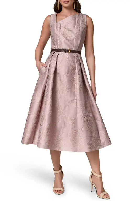 Donna Karan New York Floral Jacquard Fit & Flare Midi Dress - Lilac