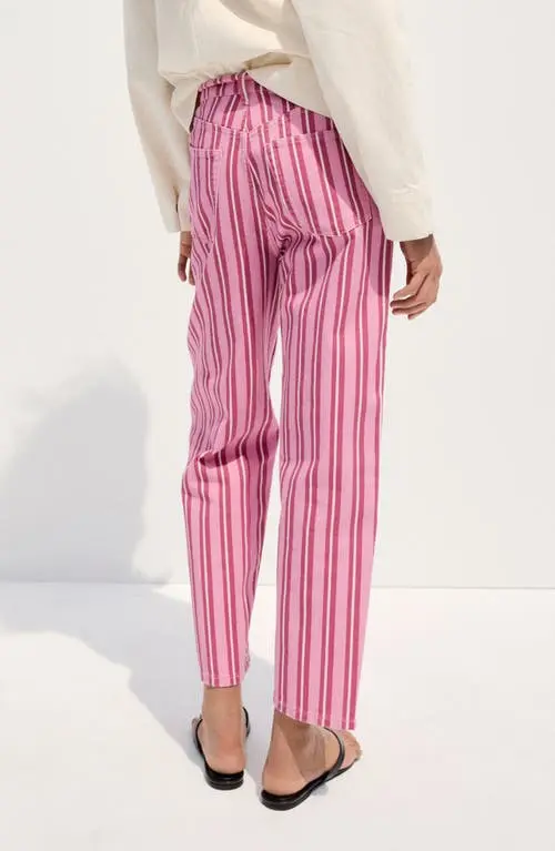Mango Striped High Waist Straight Leg Jeans