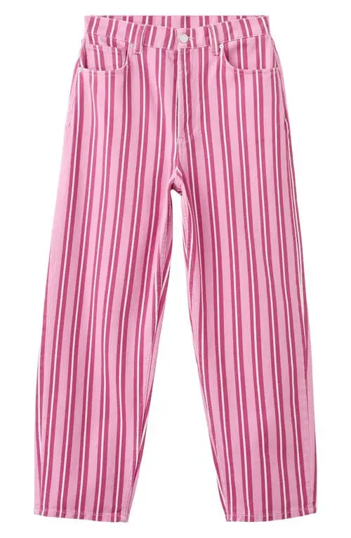 Mango Striped High Waist Straight Leg Jeans
