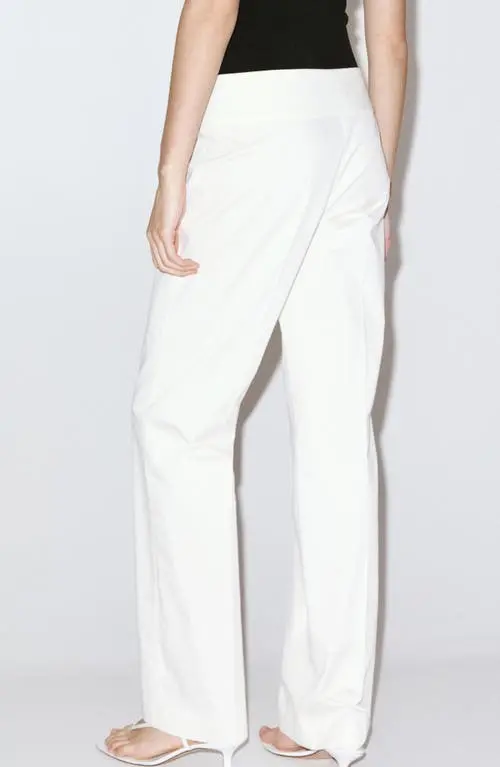 Mango Belted Straight Leg Pants - White