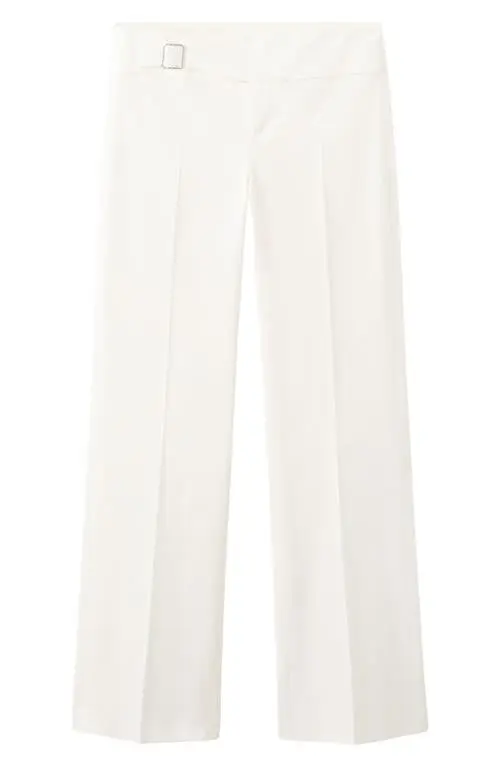 Mango Belted Straight Leg Pants - White
