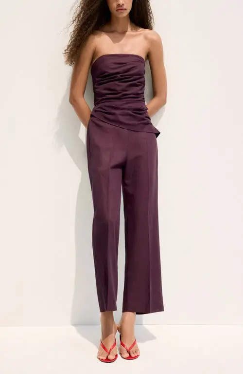 Mango Strapless Jumpsuit - Wine