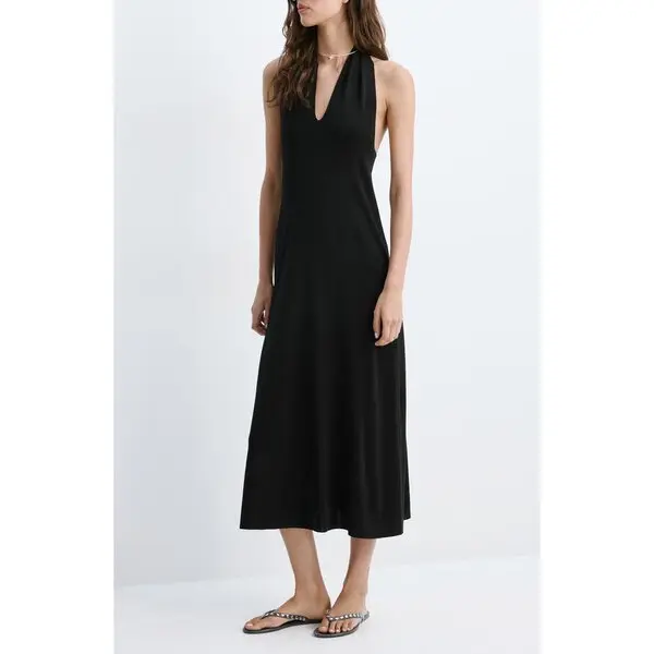Mango Halter Dress With Back Detail