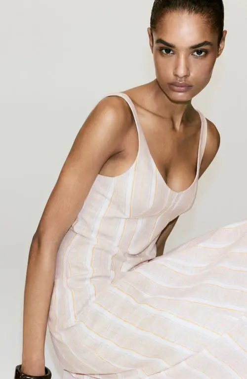 Mango Striped Linen Blend Dress