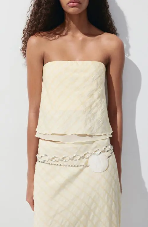 Mango Checkered Strapless Top