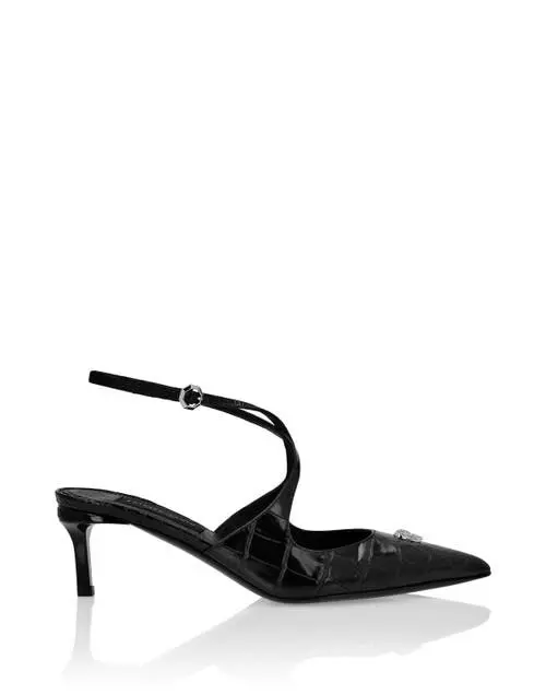Philipp Plein Slingbacks Crossing Crocco Print