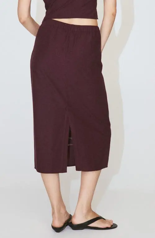 Mango Floral Embroidered Midi Skirt - Maroon