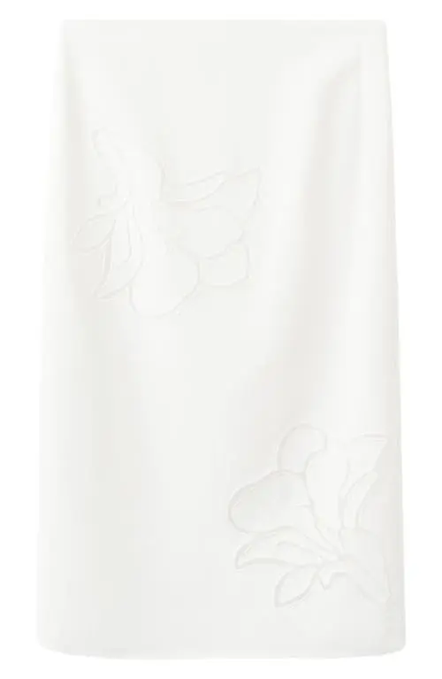 Mango Floral Embroidered Midi Skirt