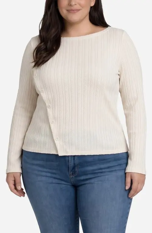 LIVERPOOL Side Button Boat Neck Knit Top