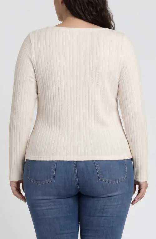 LIVERPOOL Side Button Boat Neck Knit Top