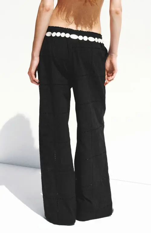Mango Eyelet Embroidered Cotton Trousers