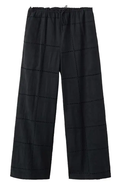 Mango Eyelet Embroidered Cotton Trousers
