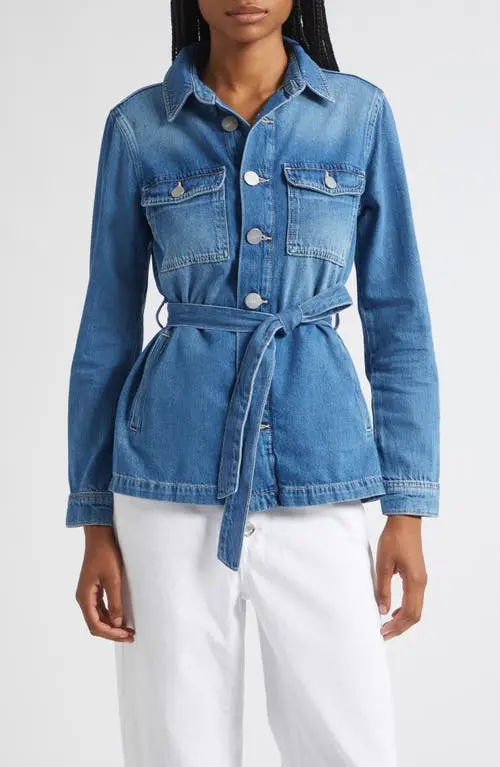 L'Agence Samaya Belted Denim Utility Jacket - Torvang