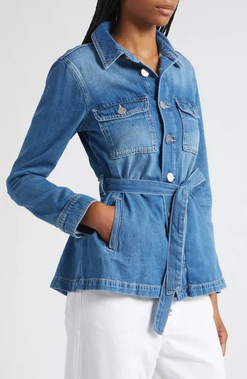 L'Agence Samaya Belted Denim Utility Jacket