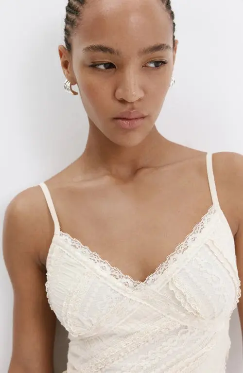 Mango V-neck Lace Top