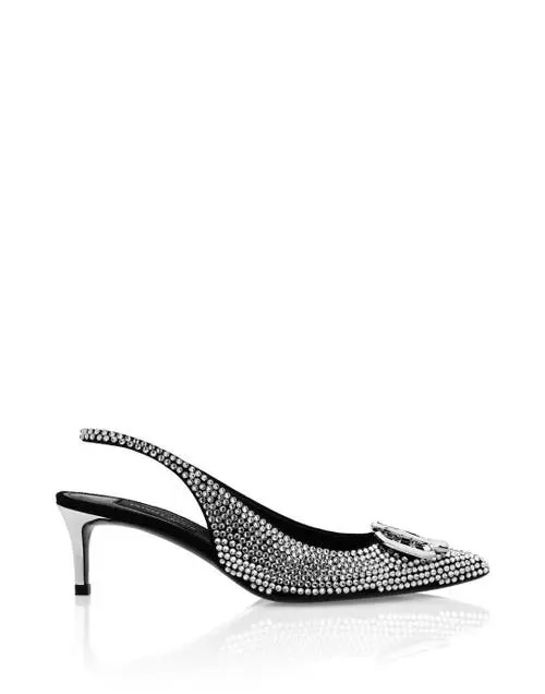 Philipp Plein Strass Low Plein Heels Slingback Gothic Plein