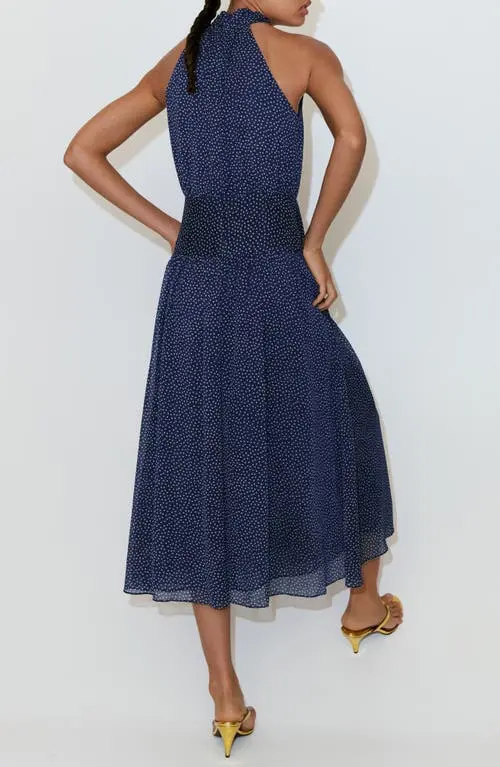 Mango Polka Dot Halterneck Midi Dress