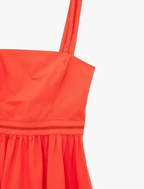 KOTON Square Neck Strappy Lace Detail Cotton Midi Dress