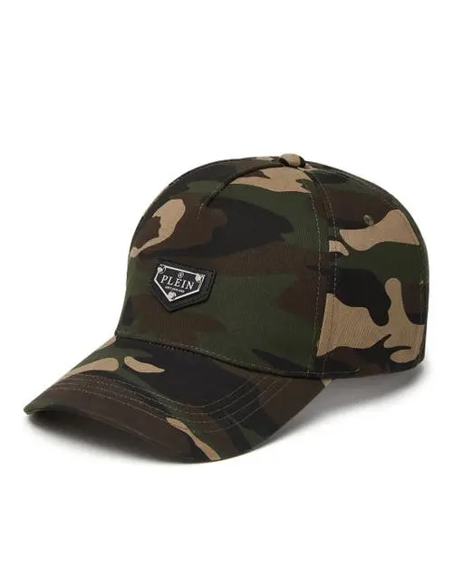 Philipp Plein Baseball Cap With Triangle Plaque Detail - Military