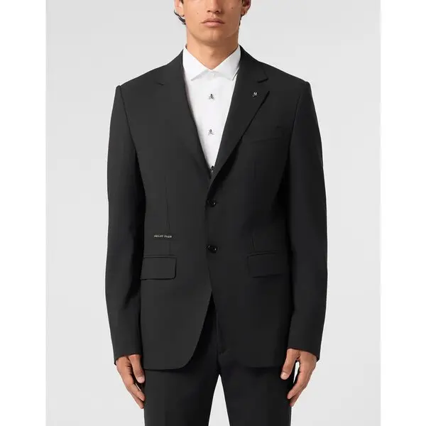 Philipp Plein Regular Fit Blazer Rever 2 Bottoni - Black
