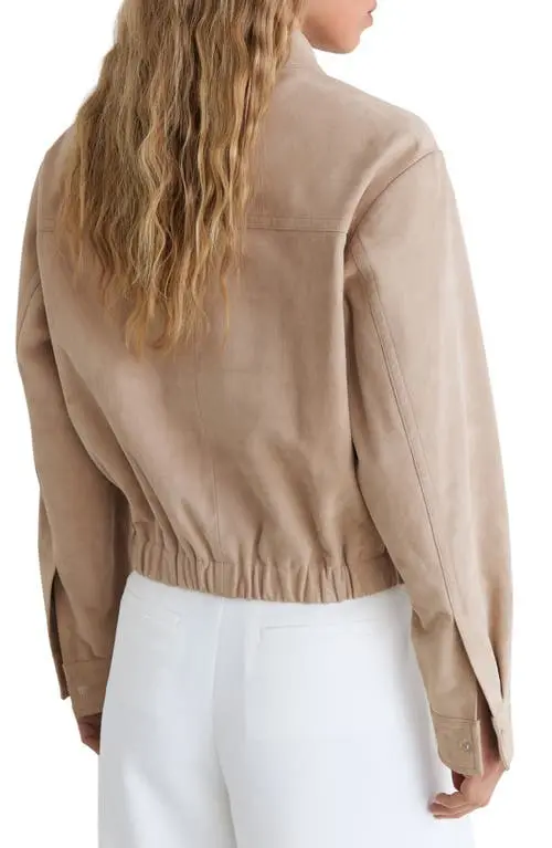 REISS Lottie Leather Jacket - Neutral