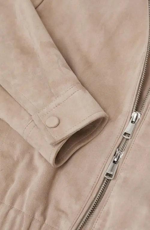 REISS Lottie Leather Jacket - Neutral