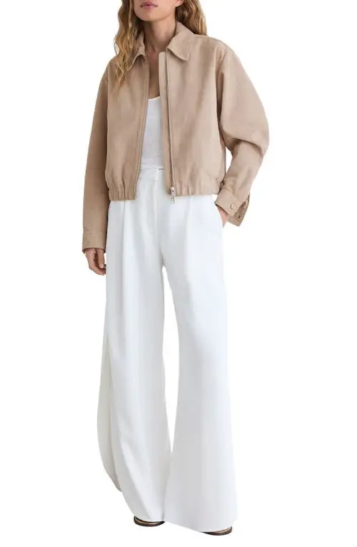 REISS Lottie Leather Jacket - Neutral