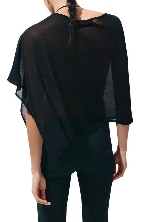 Mango Asymmetrical Knitted Cape - Black