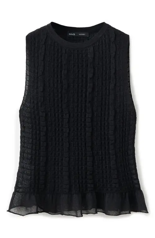 Mango Shirred Ruffle Sleeveless Top