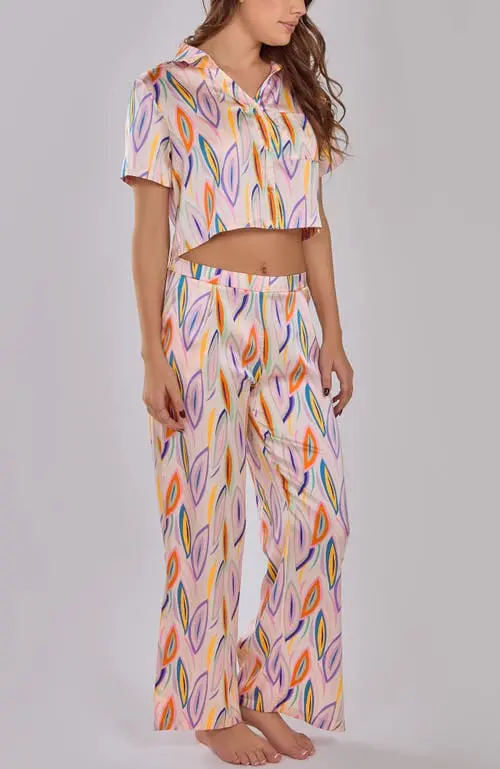 ICOLLECTION Classic Satin Crop Pajama Set