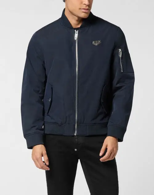 Philipp Plein Nylon Bomber Jacket - Navy