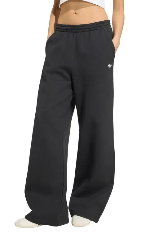 ADIDAS ORIGINALS Essentials Fleece Wide Leg Pants - Black