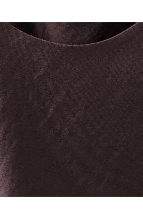 Mango Satin Open Back Jewel Neck Sleeveless Dress - Chocolate
