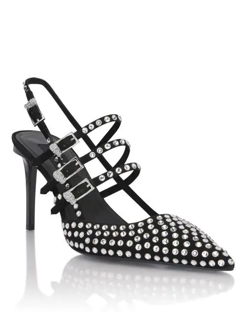 Philipp Plein Suede Slingbacks Skull Belts 9
