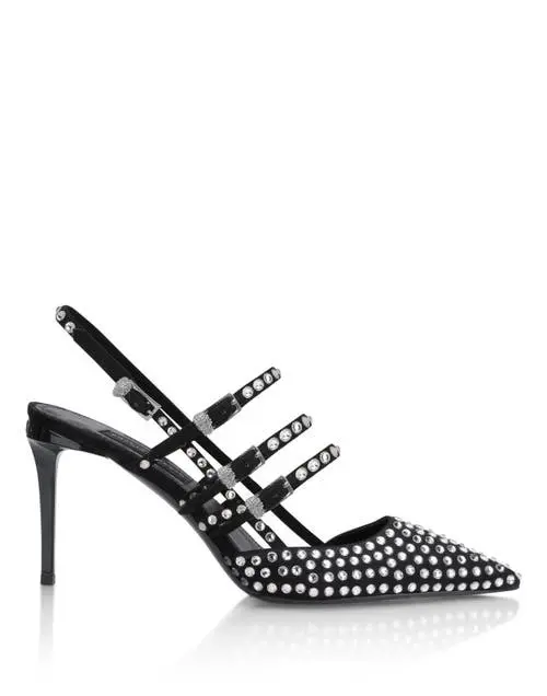 Philipp Plein Suede Slingbacks Skull Belts 9