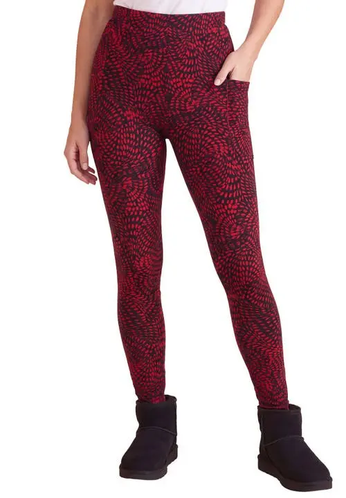 Roaman's Side Pocket Essential Legging - Black Abstract Texture