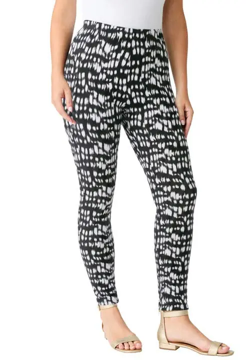 Roaman's Side Pocket Essential Legging - Black Ikat Texture