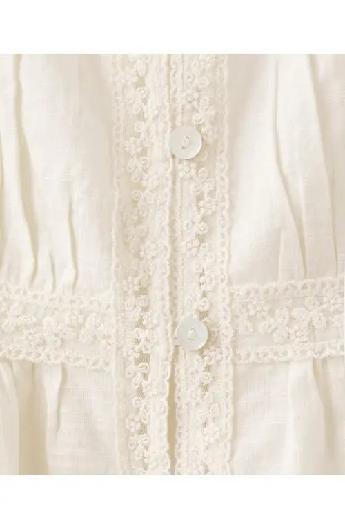 Mango Cotton Lace Trimmed Pintucked Sleeveless Top