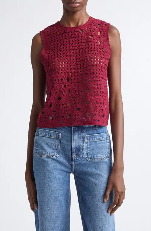FRAME Cotton Crocheted Floral Tank - Garnet