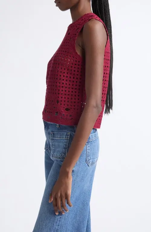 FRAME Cotton Crocheted Floral Tank - Garnet