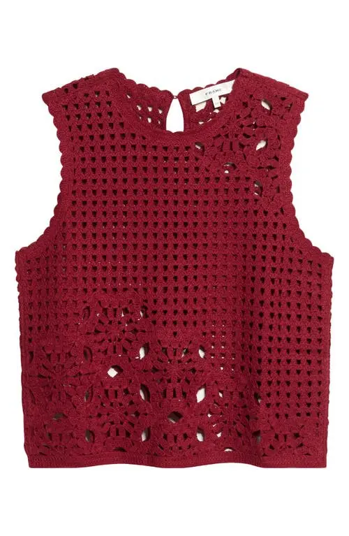 FRAME Cotton Crocheted Floral Tank - Garnet