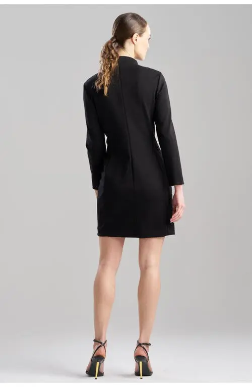 Natori Double Knit Mock Neck Sheath Dress With Embellishment