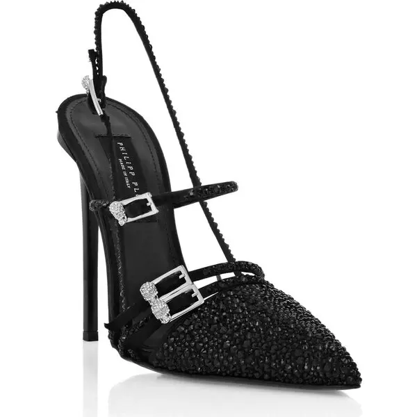 Philipp Plein Multi-strap High-heel Slingbacks 12 Mix Strass